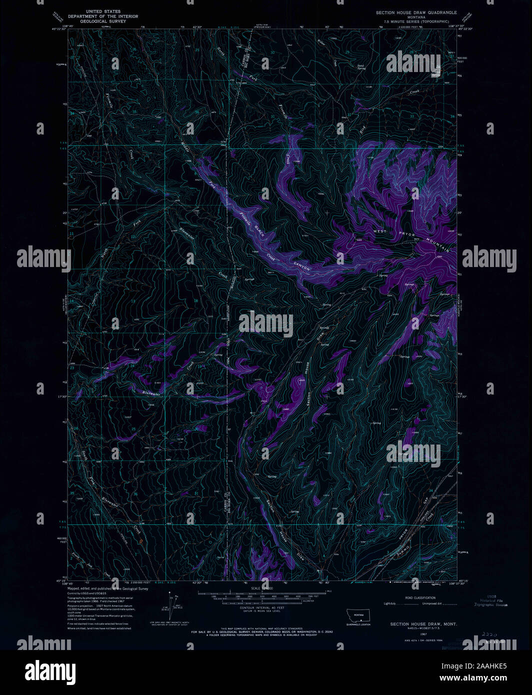 USGS TOPO Map Montana MT Section House Draw 266601 1967 24000 geo ...