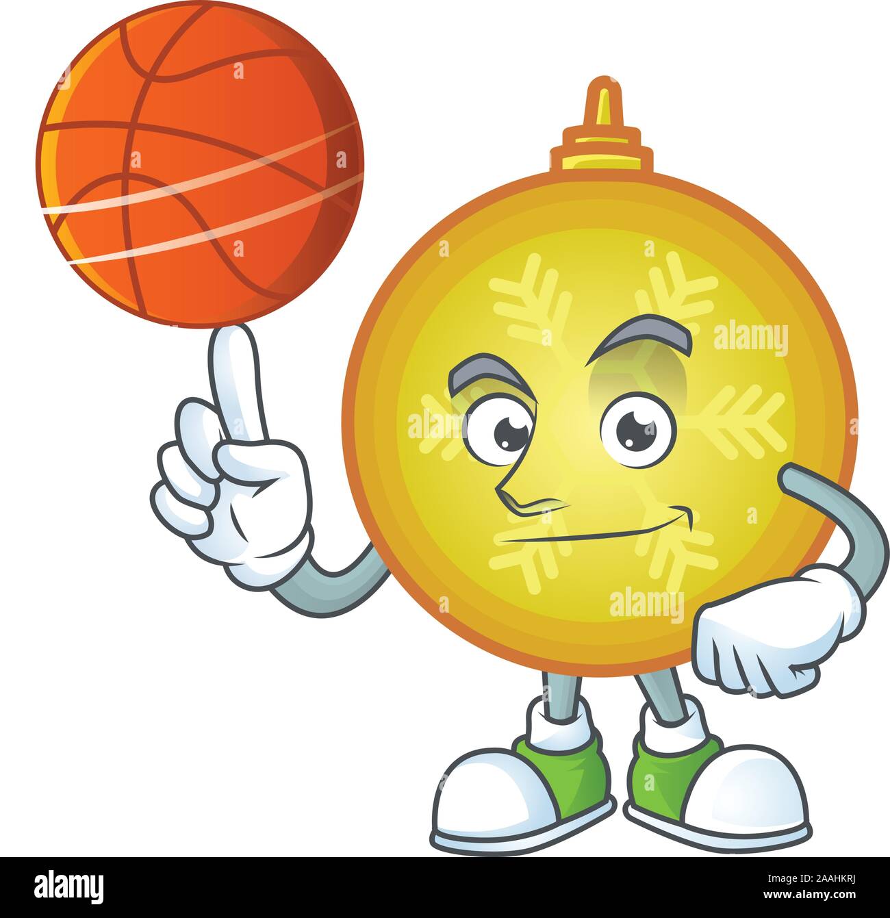 Illustration of yellow christmas ball cartoon style with basketball ...
