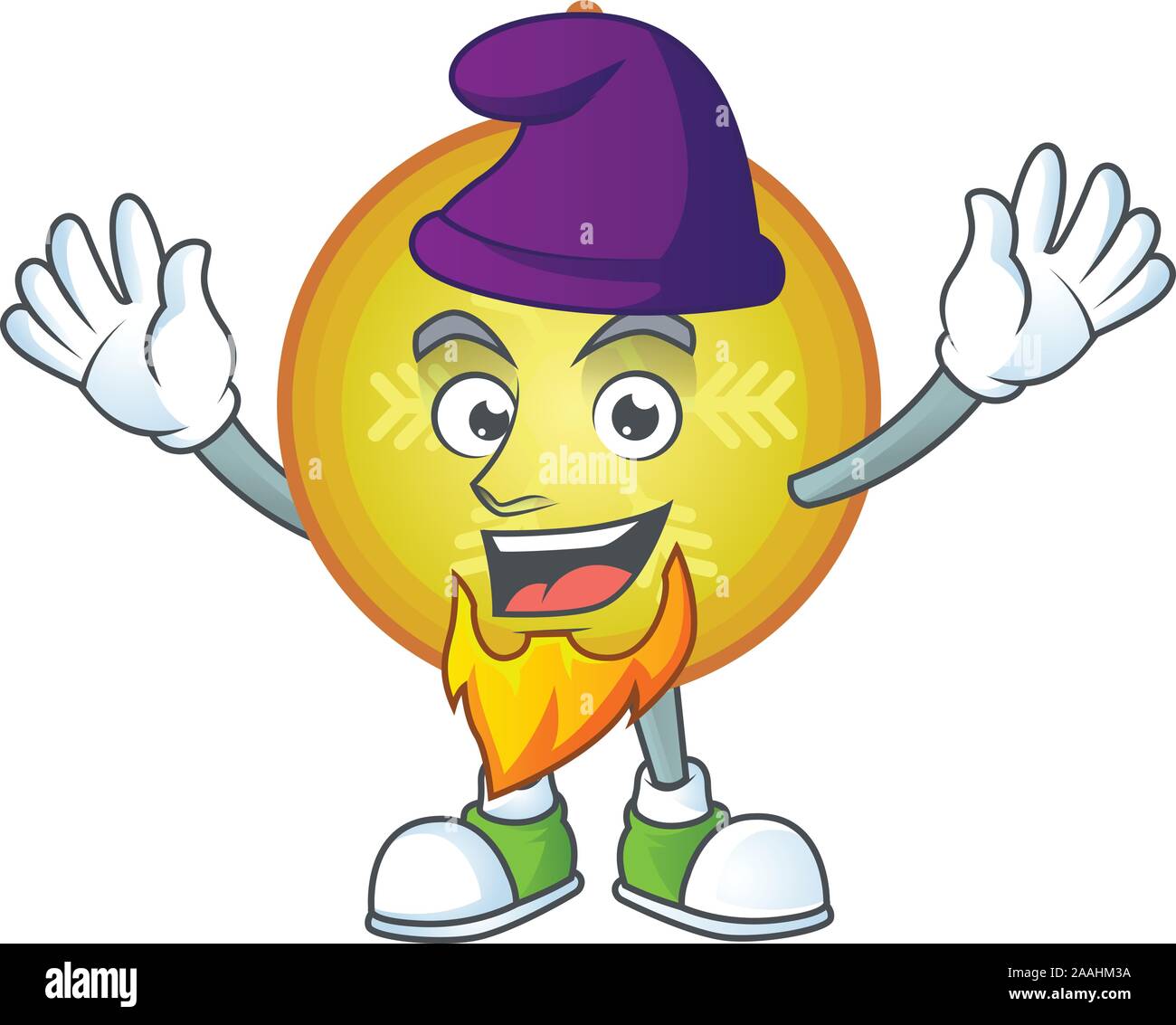 Yellow christmas ball as an elf mascot cartoon style Stock Vector Image ...