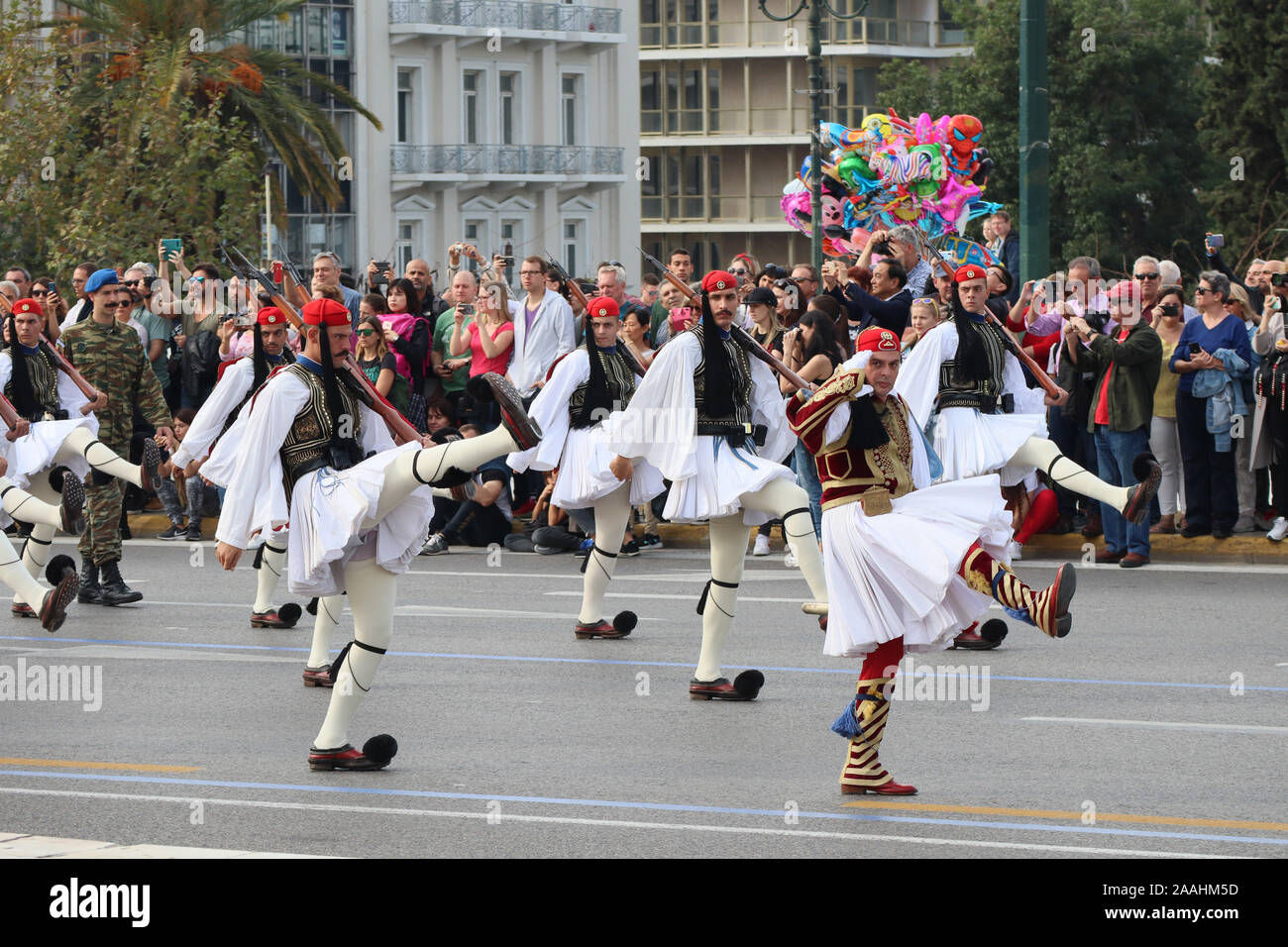 Changing of the Guard in front of the Tomb of the Unknown Soldier monument, Evzones of the ...