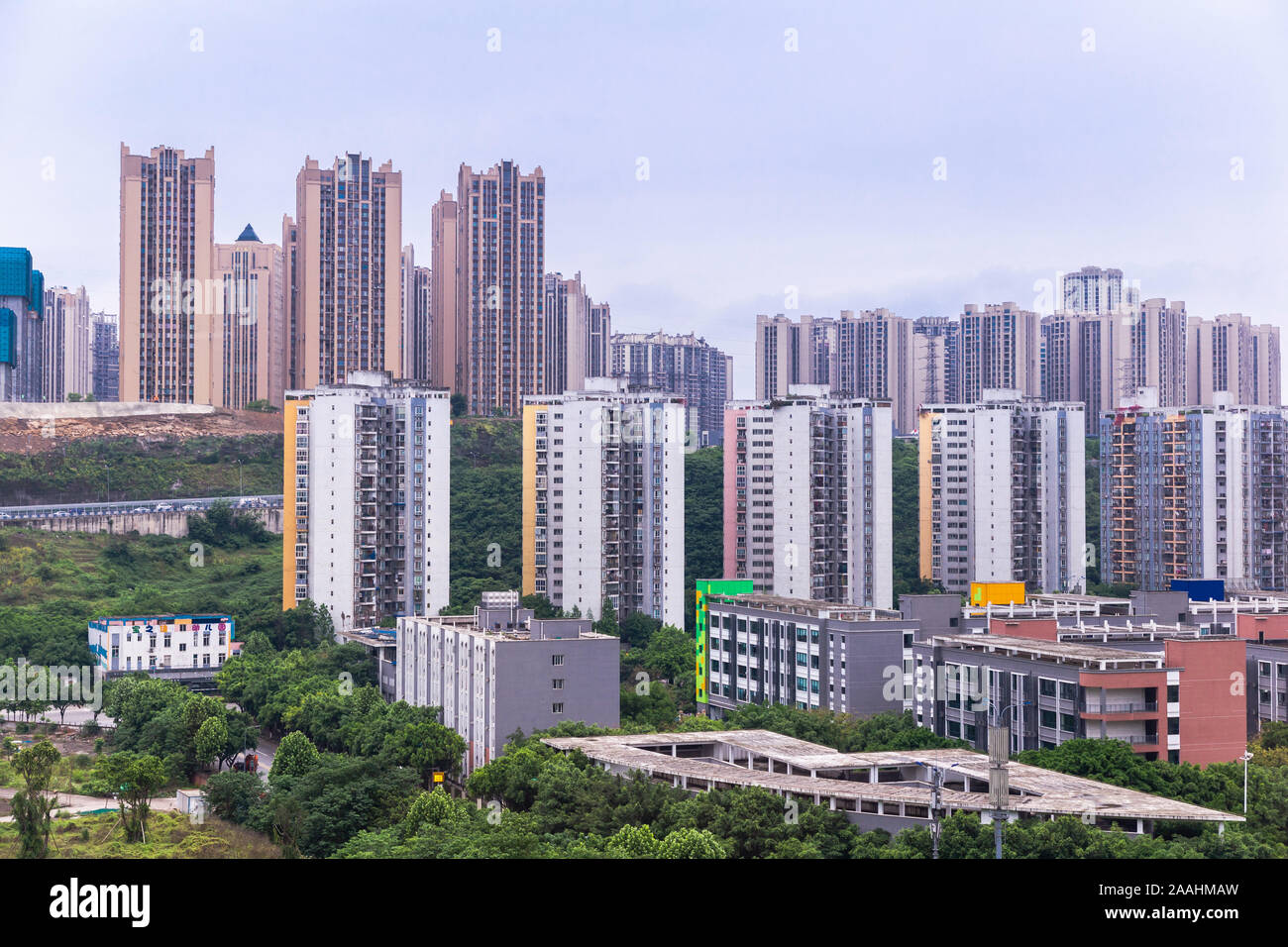City view of Chongqing high rise buildings, modern residential ...