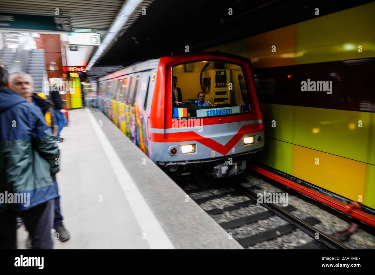 Bucharest, Romania - November 19, 2019: A dirty and old metro full of ...