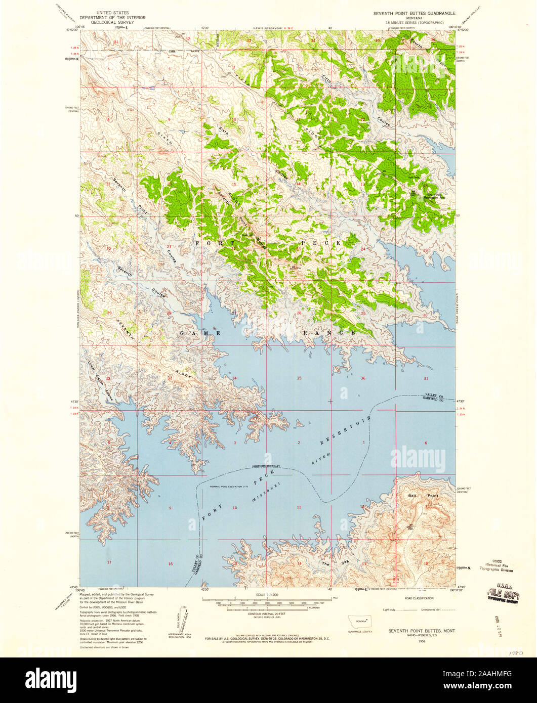USGS TOPO Map Montana MT Seventh Point Buttes 266617 1958 24000 geo ...