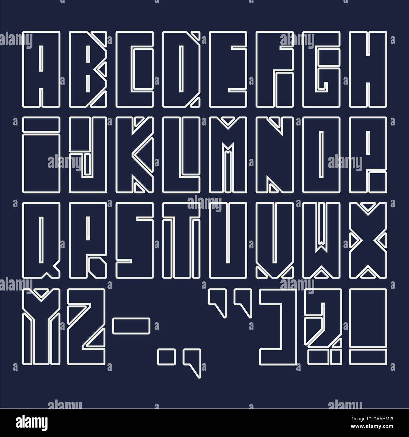 Vector Alphabet Set. Geometry style font. Punctuation symbols. Thin ...