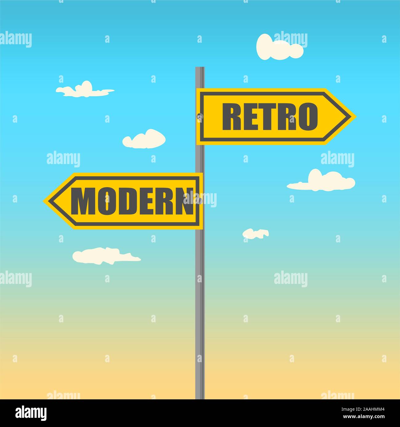 Road signs with Modern and Retro text pointing in opposite directions ...