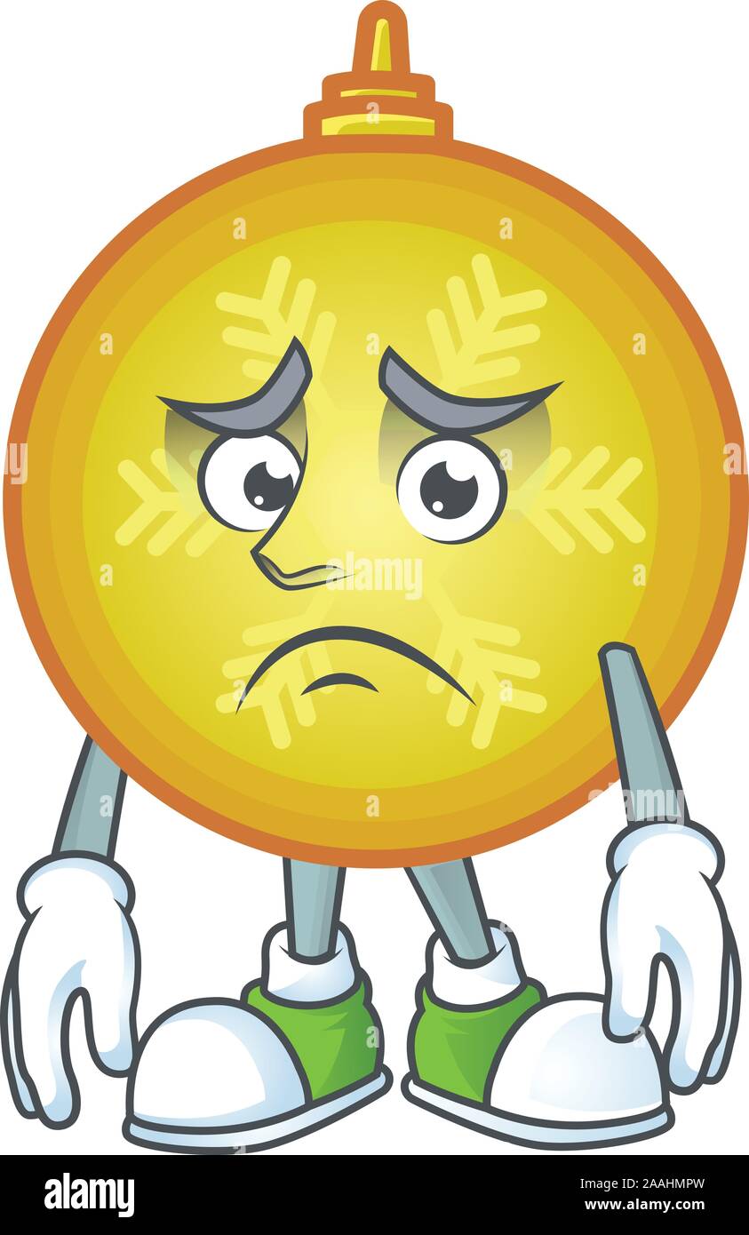 Yellow christmas ball cartoon character showing afraid look face Stock ...