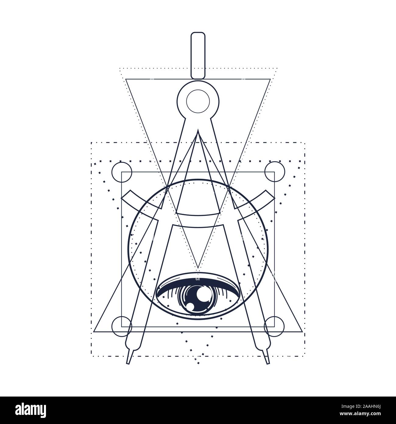 Mystical geometry symbol. Linear alchemy, occult, philosophical sign ...