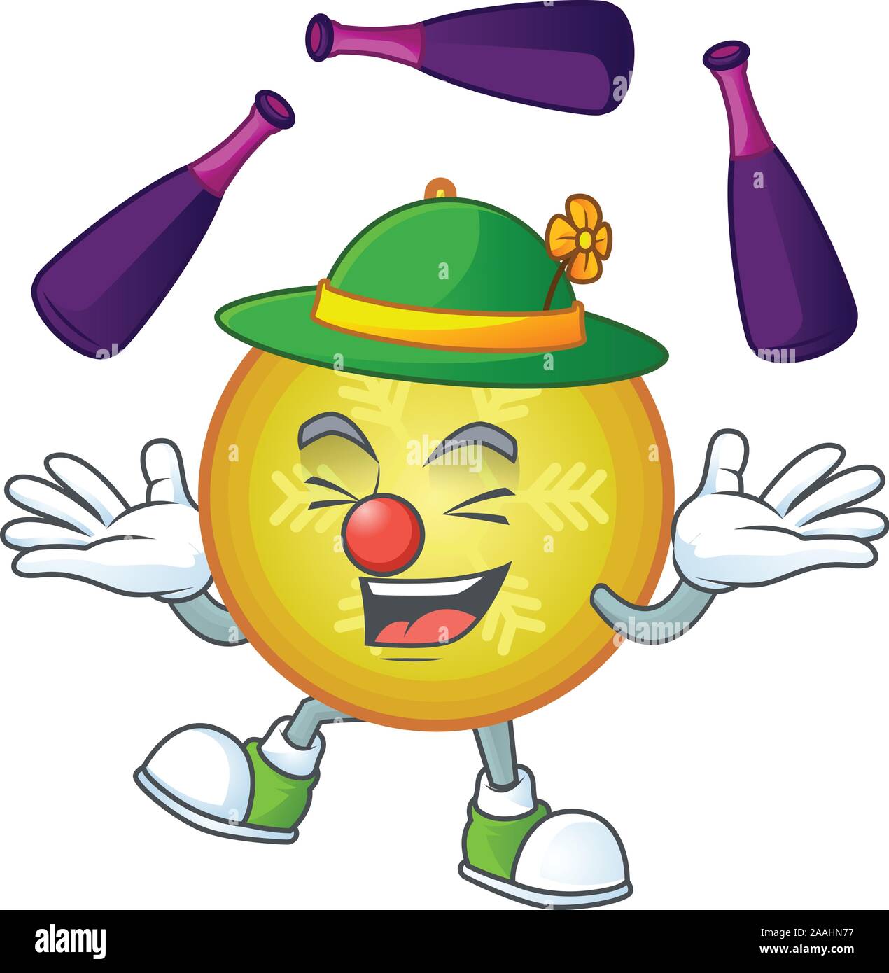Character juggling with yellow christmas ball cartoon Stock Vector ...