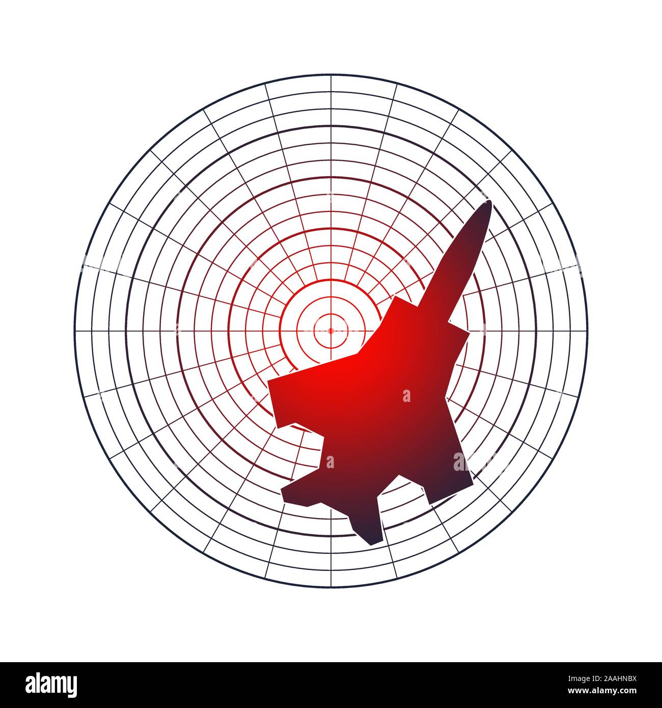 Air strike attack. Air fighter silhouette on radar screen Stock Vector ...