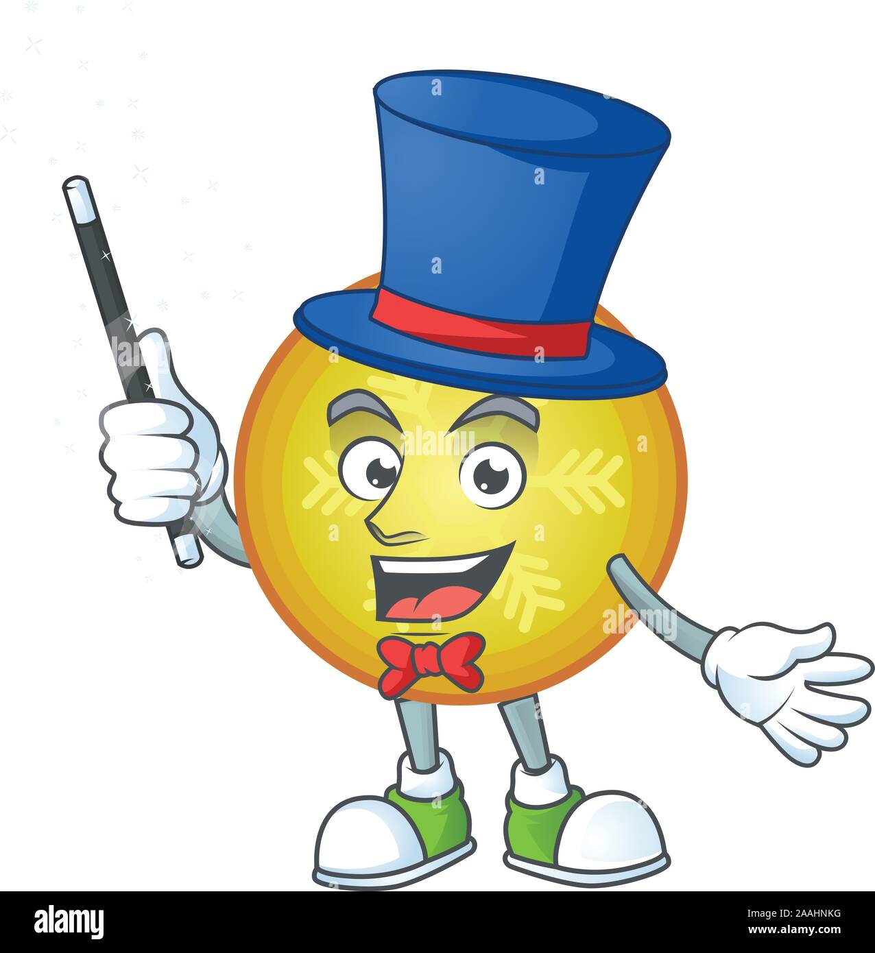 Character magician with yellow christmas ball cartoon Stock Vector ...