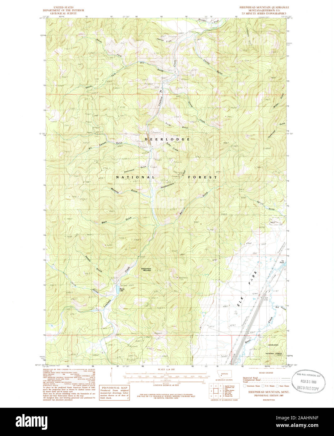 USGS TOPO Map Montana MT Sheepshead Mountain 266648 1985 24000 geo ...