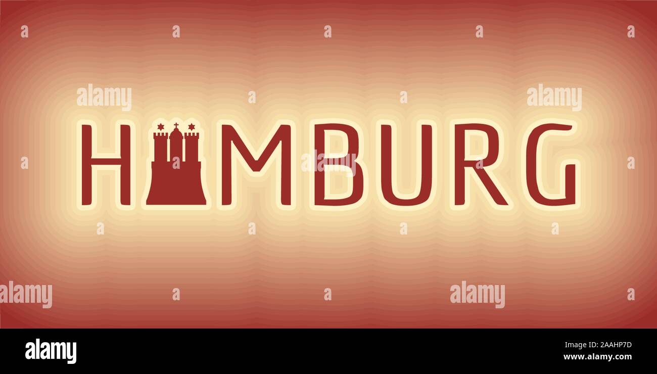 Travel template. Hamburg city name text and element from coat of arms ...