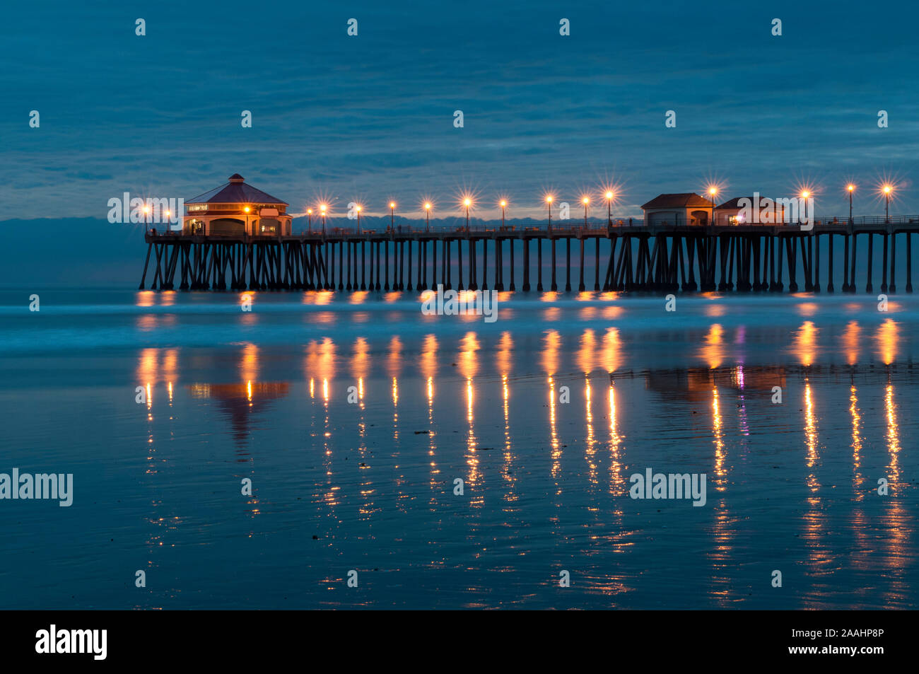 Huntington beach pier night california hi-res stock photography and ...