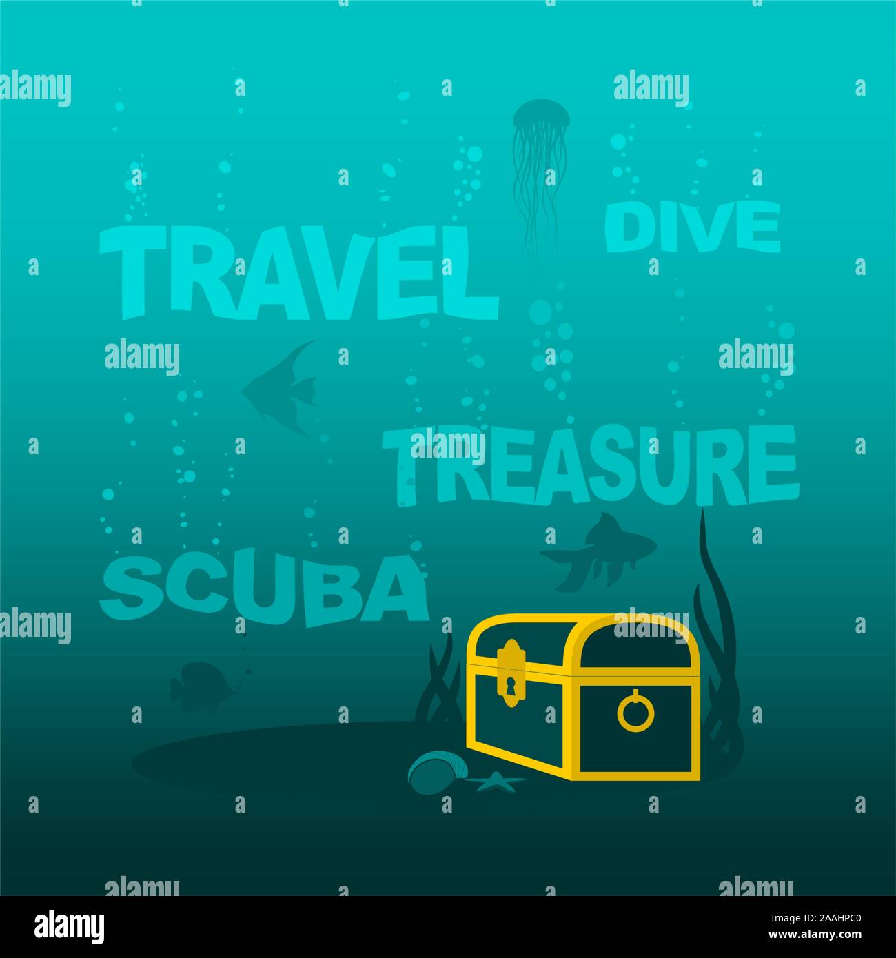 Underwater world background. Underwater landscape with sunken ship and ...
