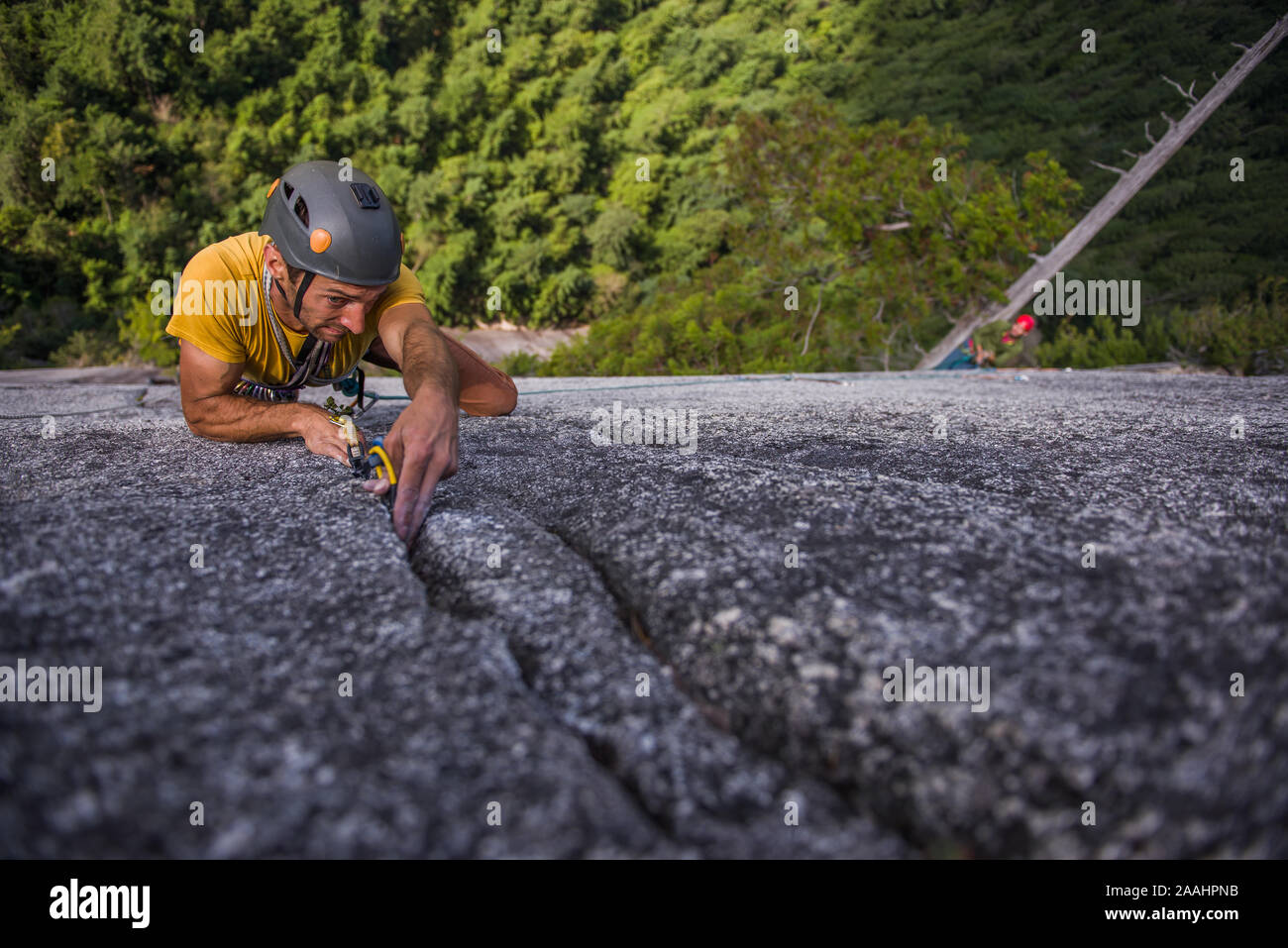 Man trad climbing, Squamish, Canada Stock Photo - Alamy