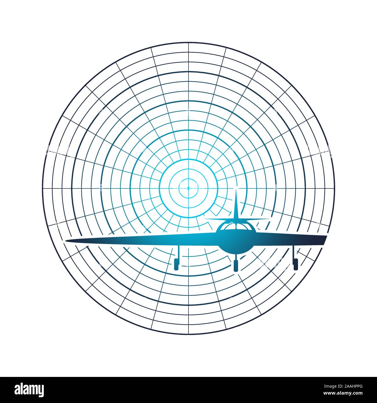 Airplane silhouette on radar screen. Concept of aviation technology ...