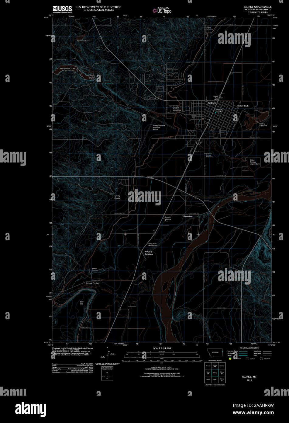 Map of sidney montana hi-res stock photography and images - Alamy