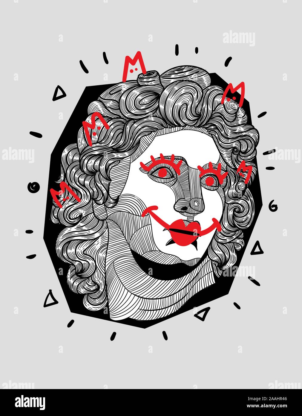 Vector lines classical hand drawn illustration. Crazy style Stock ...