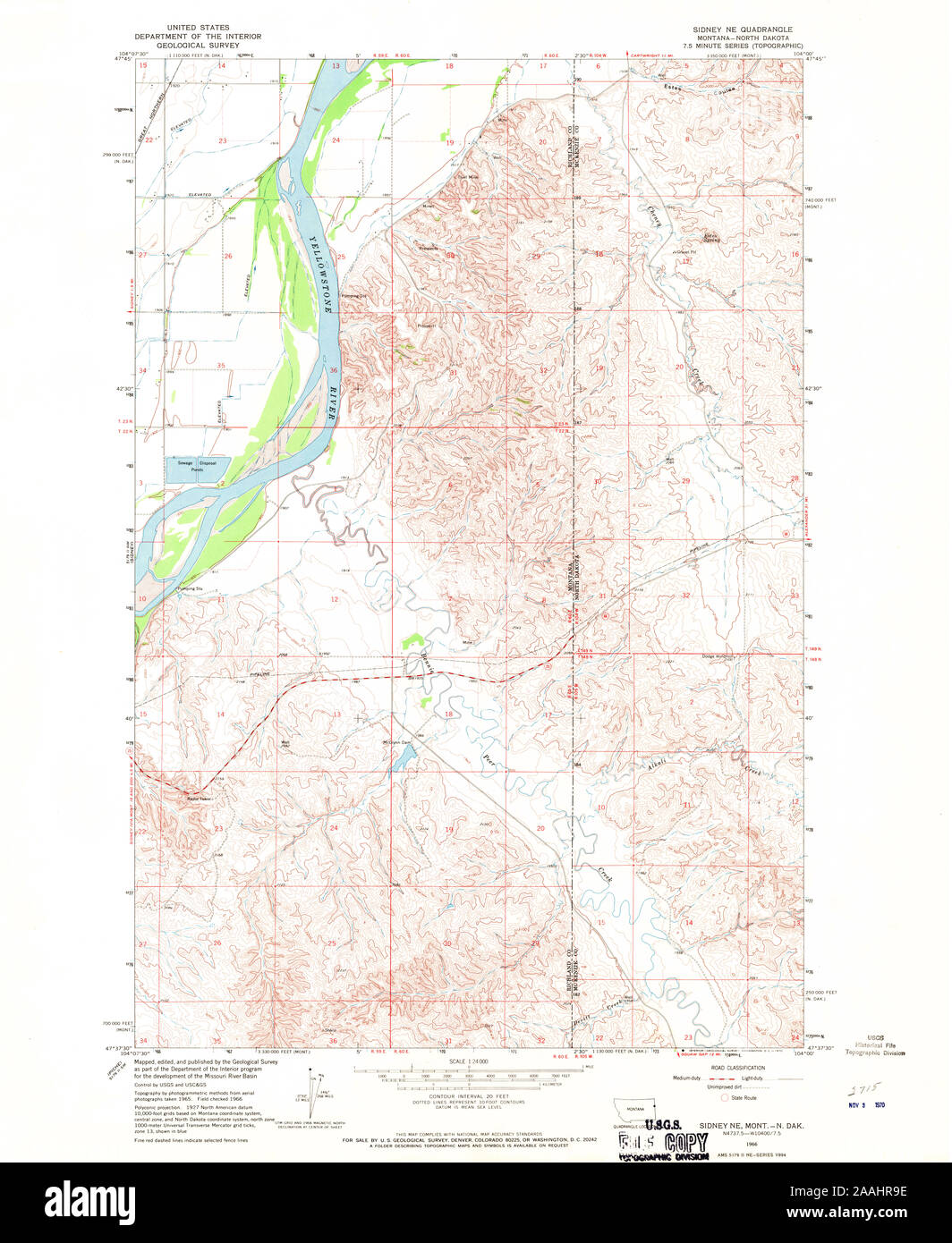 Map of sidney montana hi-res stock photography and images - Alamy