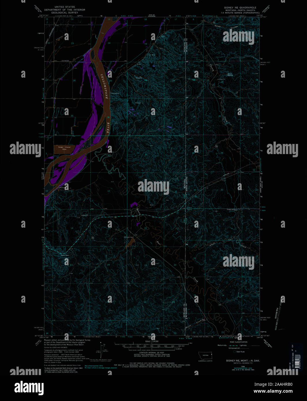 Map of sidney montana hi-res stock photography and images - Alamy