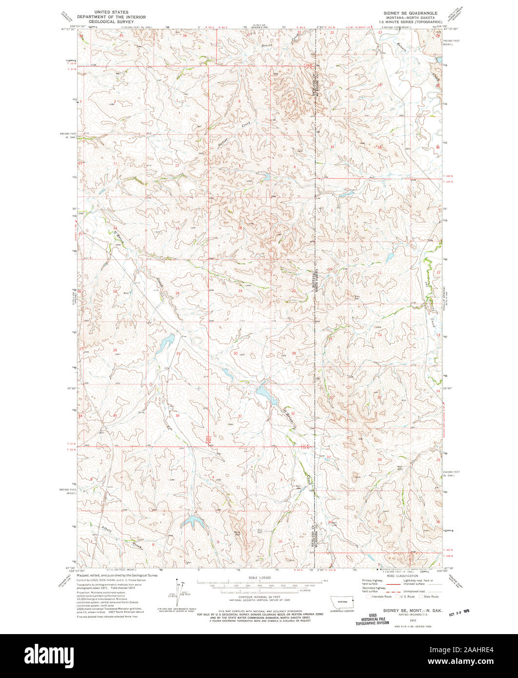 Map of sidney montana hi-res stock photography and images - Alamy