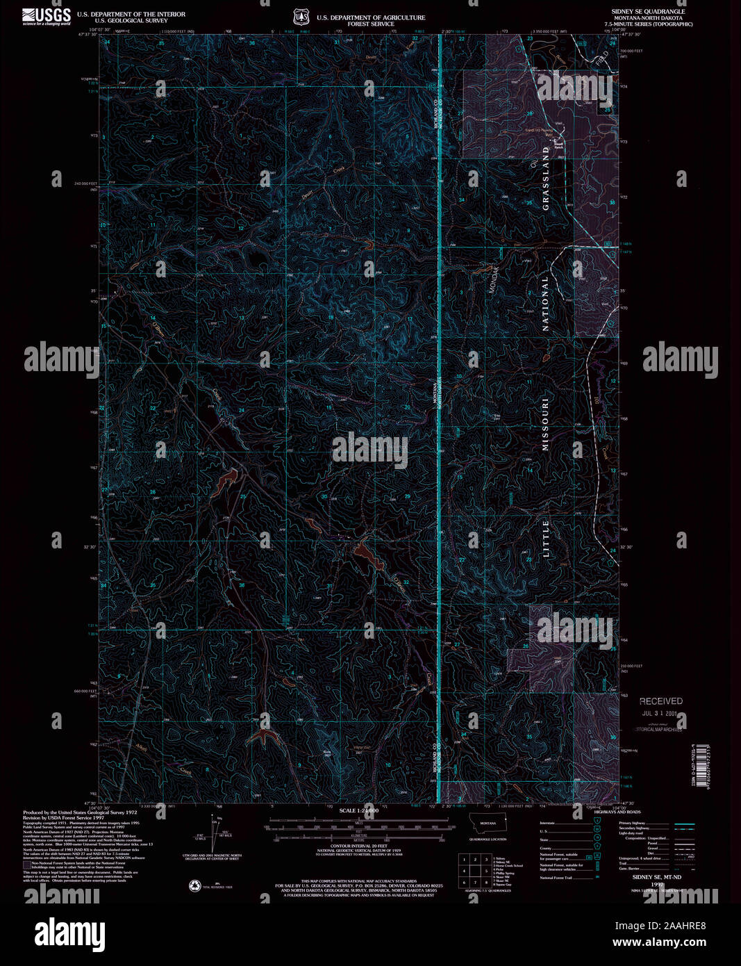 Map of sidney montana hi-res stock photography and images - Alamy