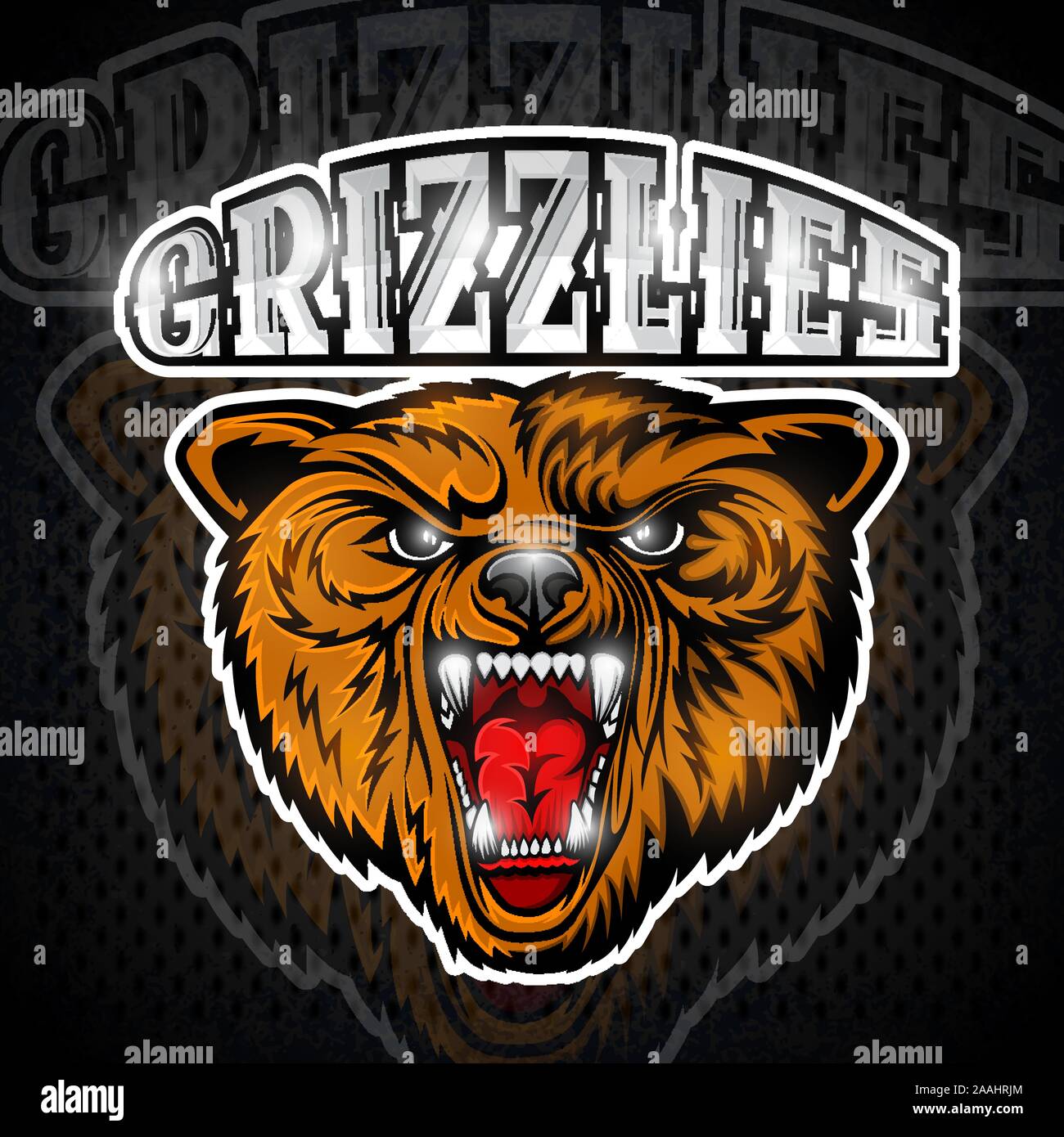 Beast bear face from the front view with bared teeth. Logo for any ...