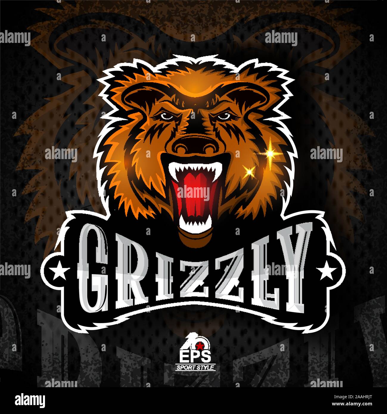 Beast face from the front with bared teeth. Logo for any sport team ...