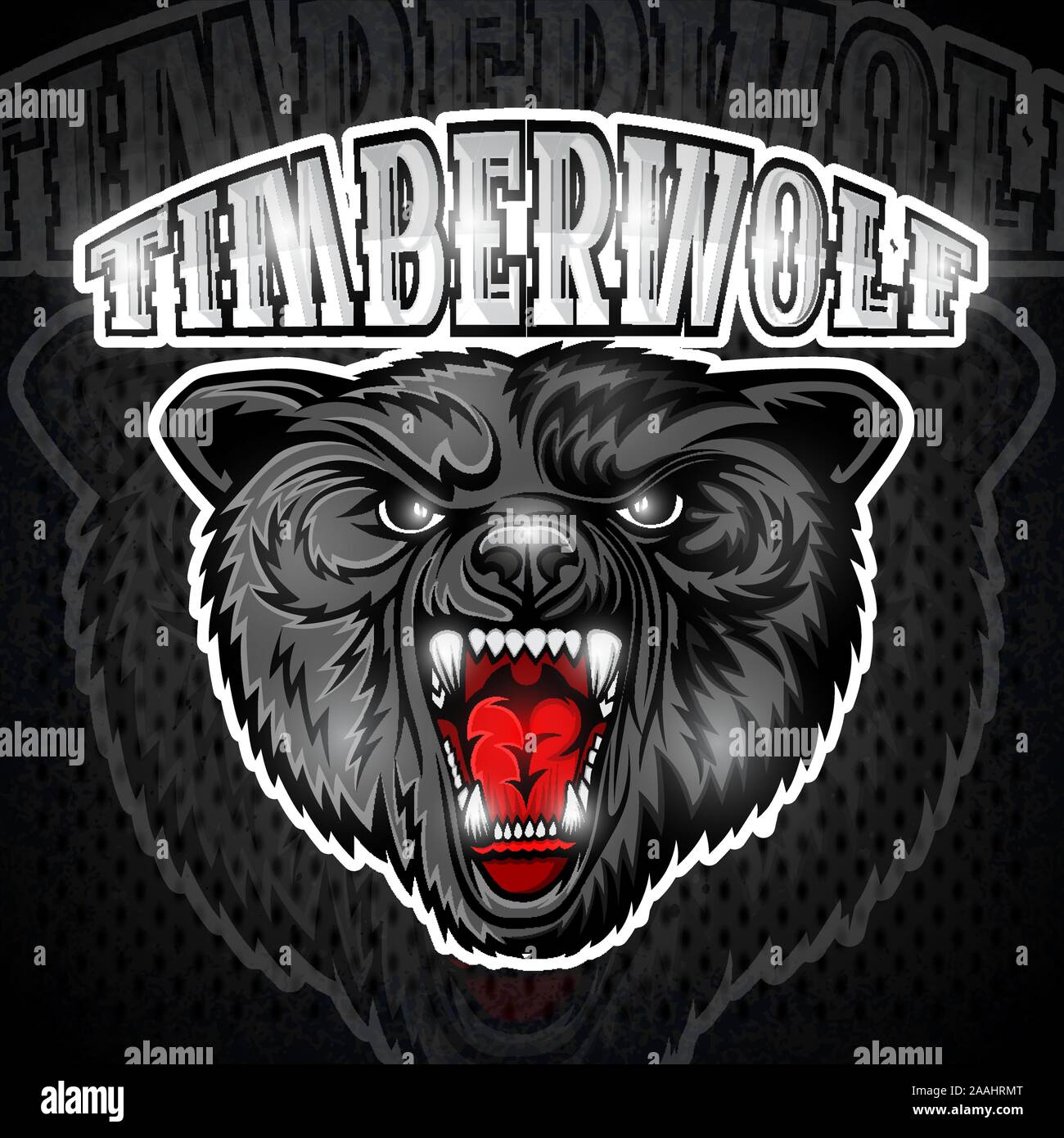 Beast wolf face from the front view with bared teeth. Logo for any ...