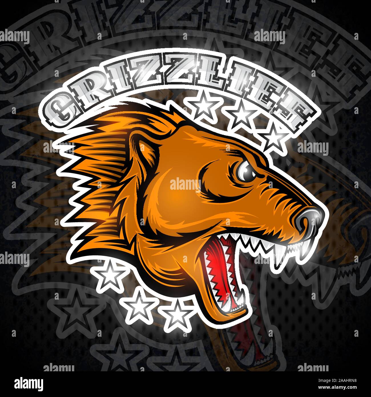 Beast bear face from the side view with bared teeth. Logo for any sport ...