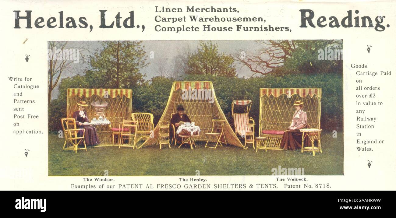 Advertisement for Al Fresco Garden Shelters made of Wicker from Heelas ...