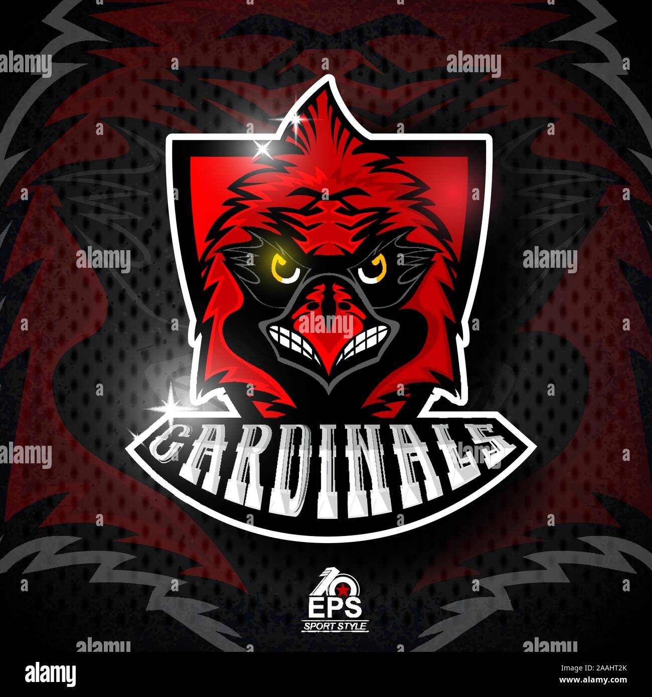 Bird head on red shield. Logo for any sport team cardinals on black ...