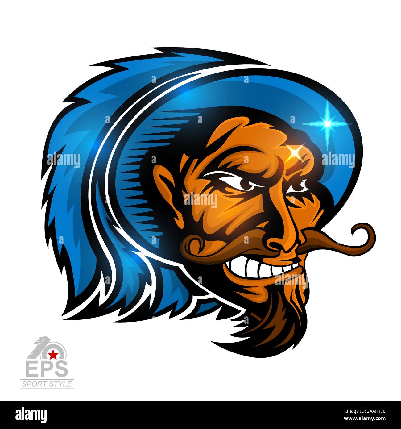 Man face in profile with bared teeth isolated on white. Logo for any ...