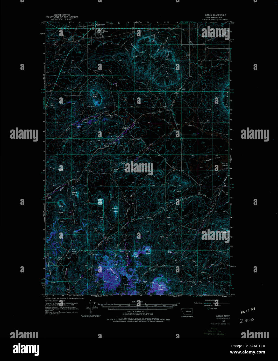USGS TOPO Map Montana MT Simms 268256 1960 62500 geo Inverted ...