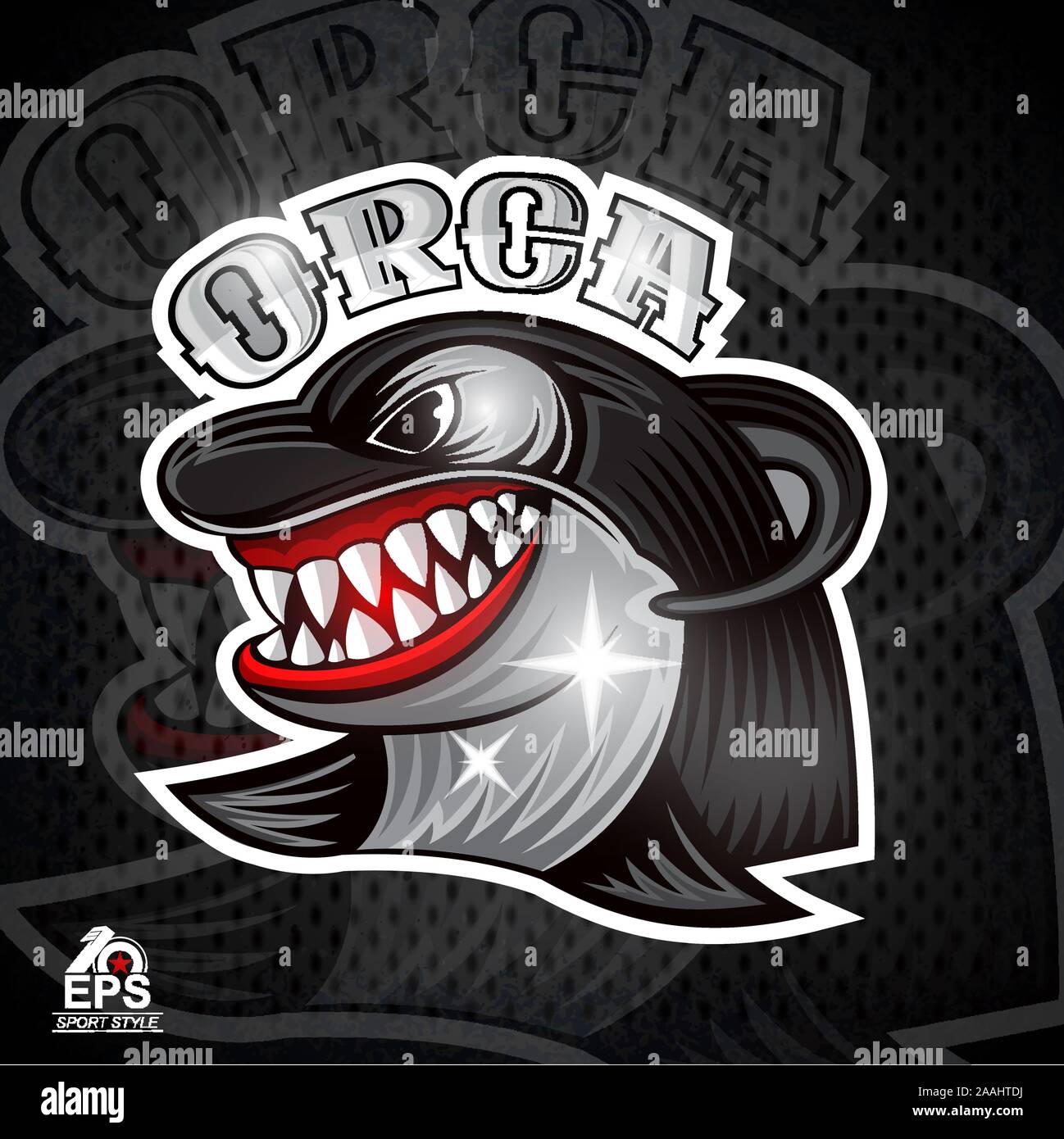 Orca face in profile with bared teeth logo for any sport team Stock ...