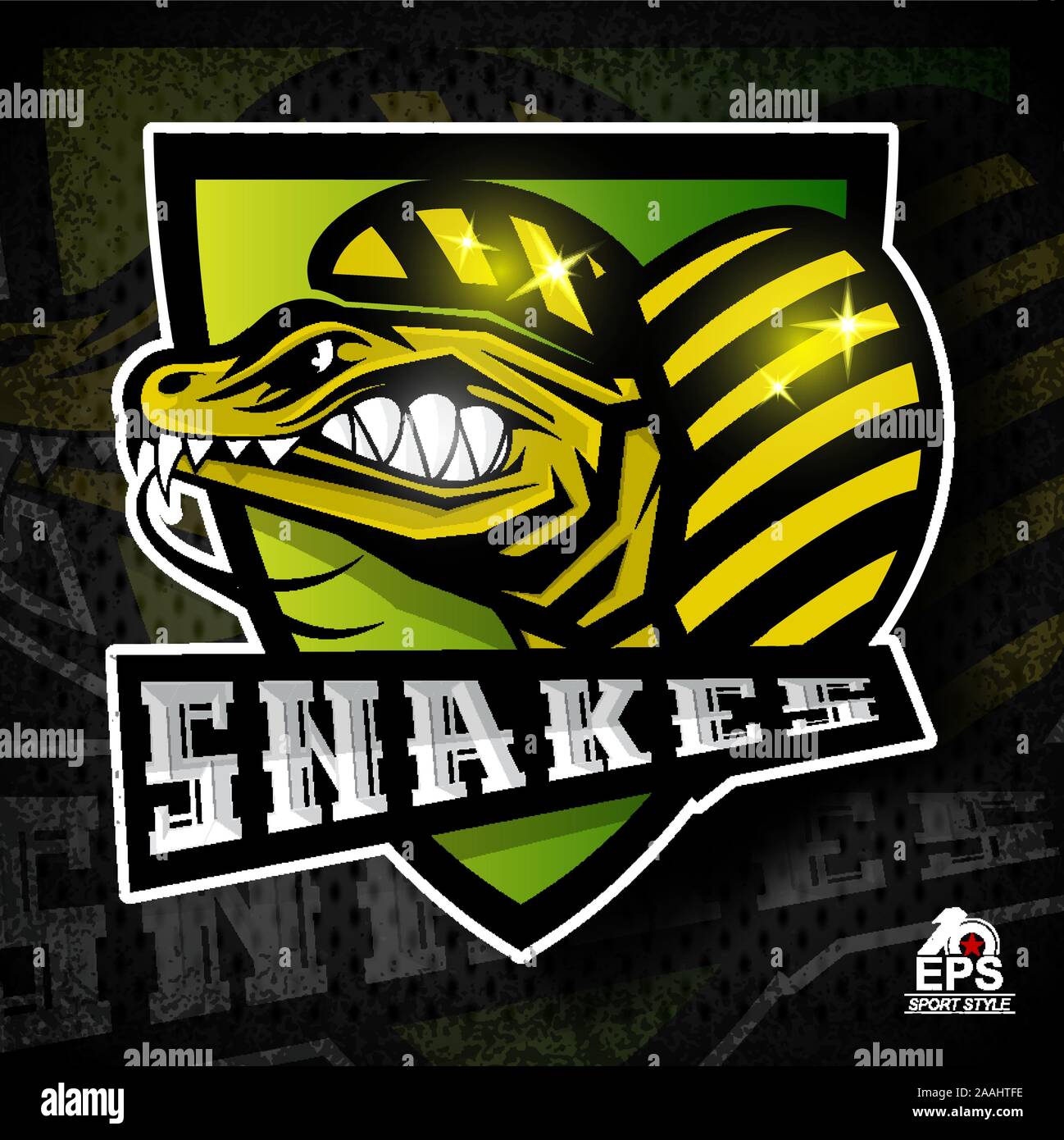 Reptile face in profile with bared teeth. Logo for any sport team ...
