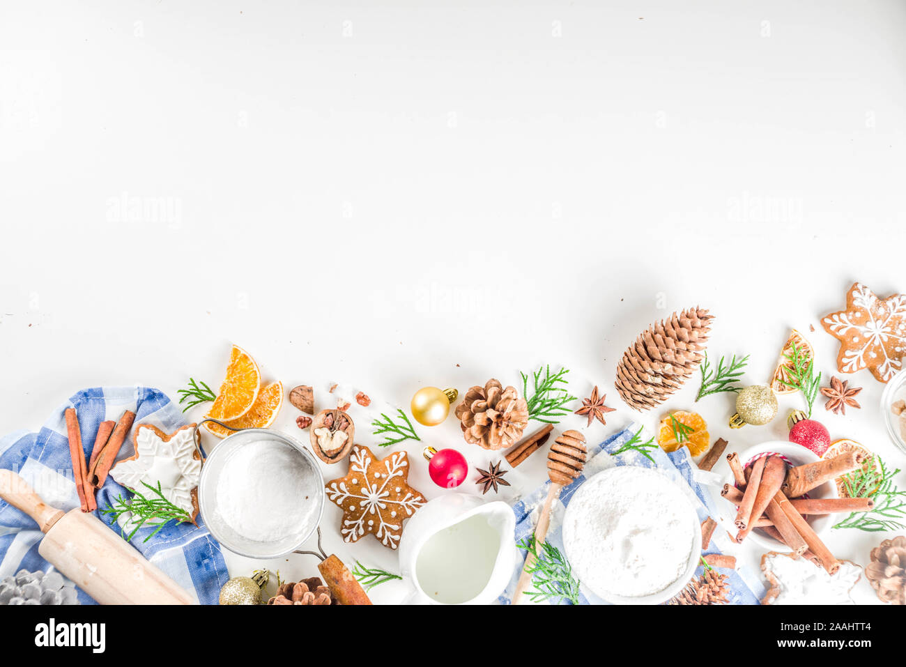Christmas baking background. Christmas sweet cooking ingredients on ...