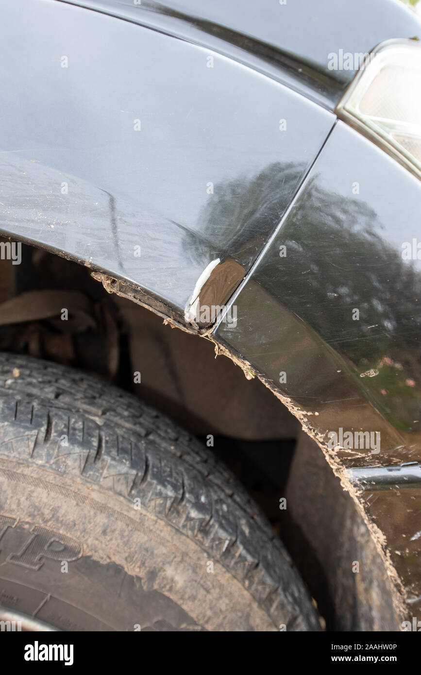 Road traffic Accident / Car Crash: Damage and close up details on ...