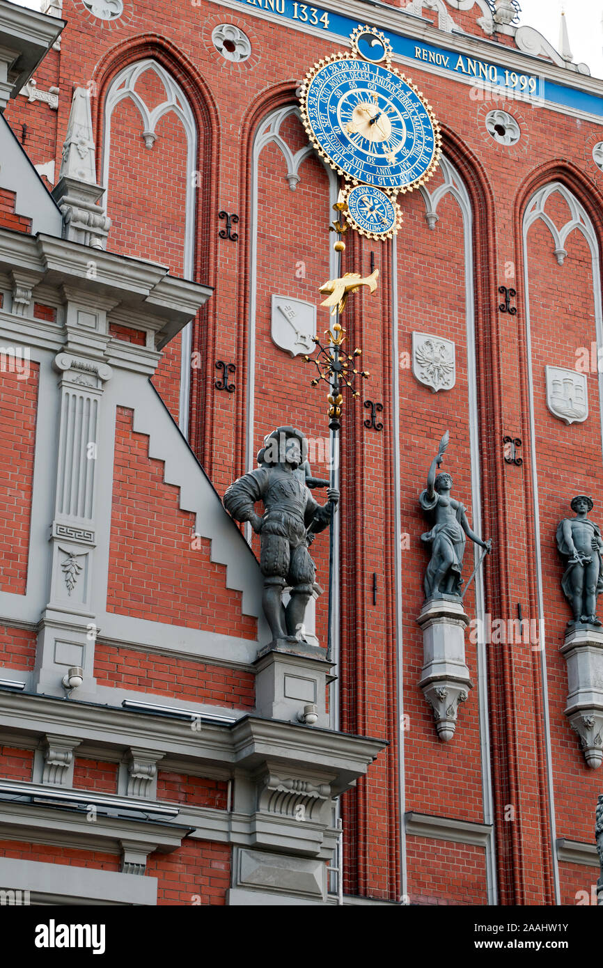 Riga Latvia, facade of the House of the Blackheads originally built in ...