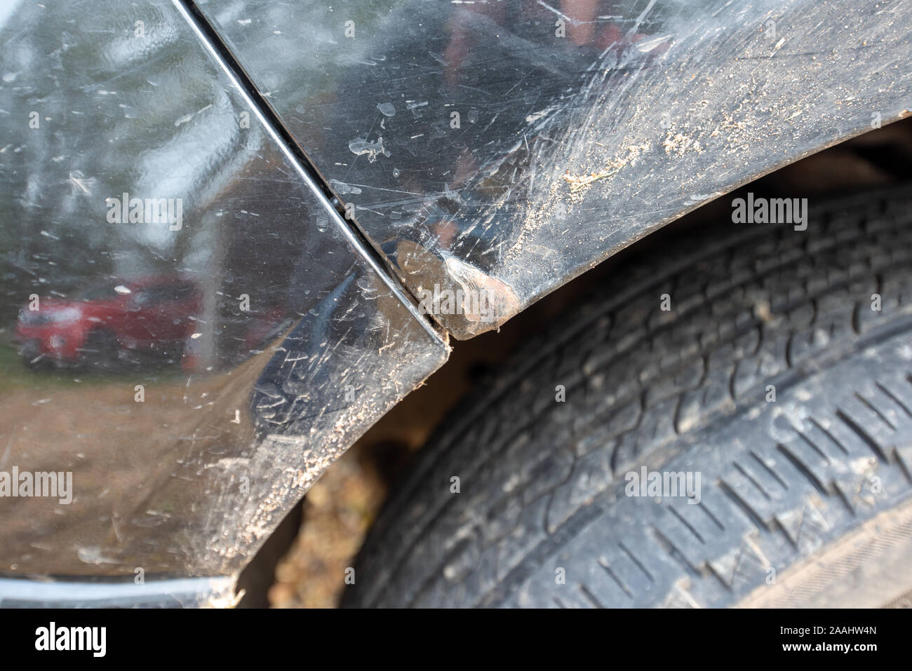 Road traffic Accident / Car Crash: Damage and close up details on ...