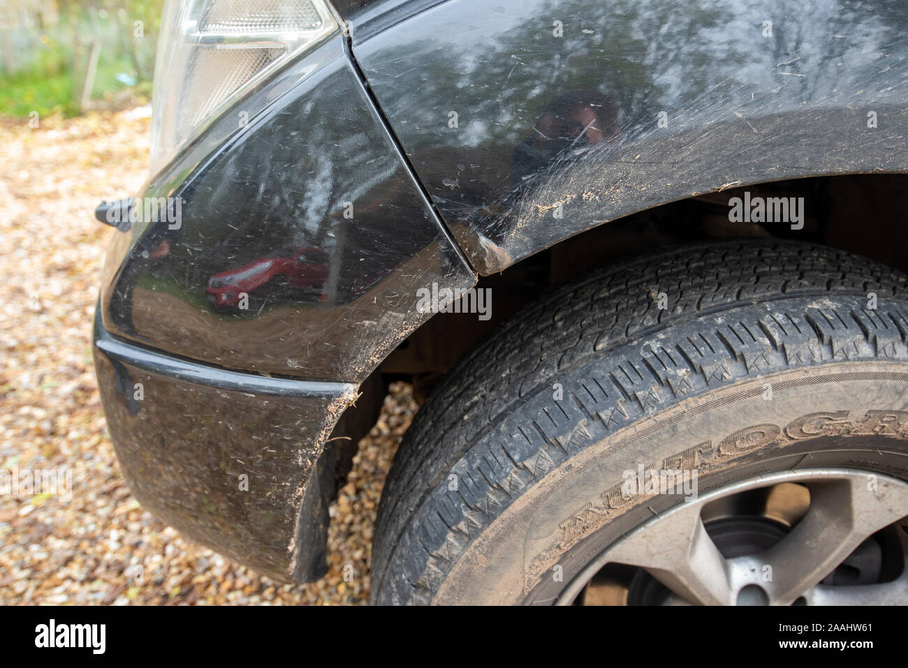 Road traffic Accident / Car Crash: Damage and close up details on ...