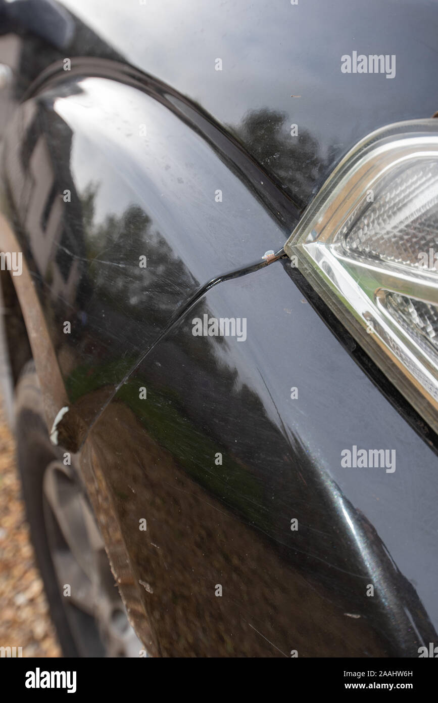 Road traffic Accident / Car Crash: Damage and close up details on ...