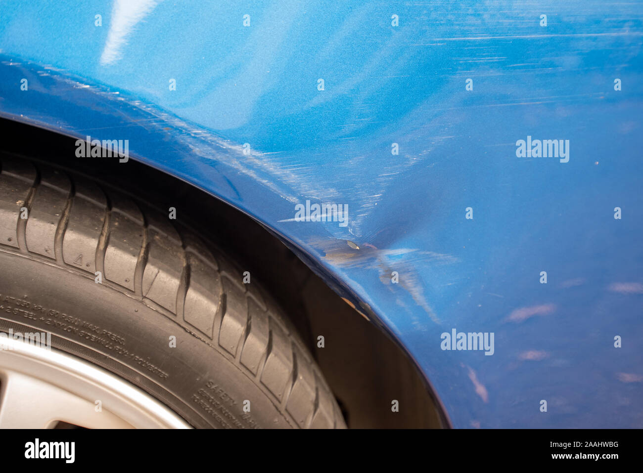 Road traffic Accident / Car Crash: Damage and close up details on ...