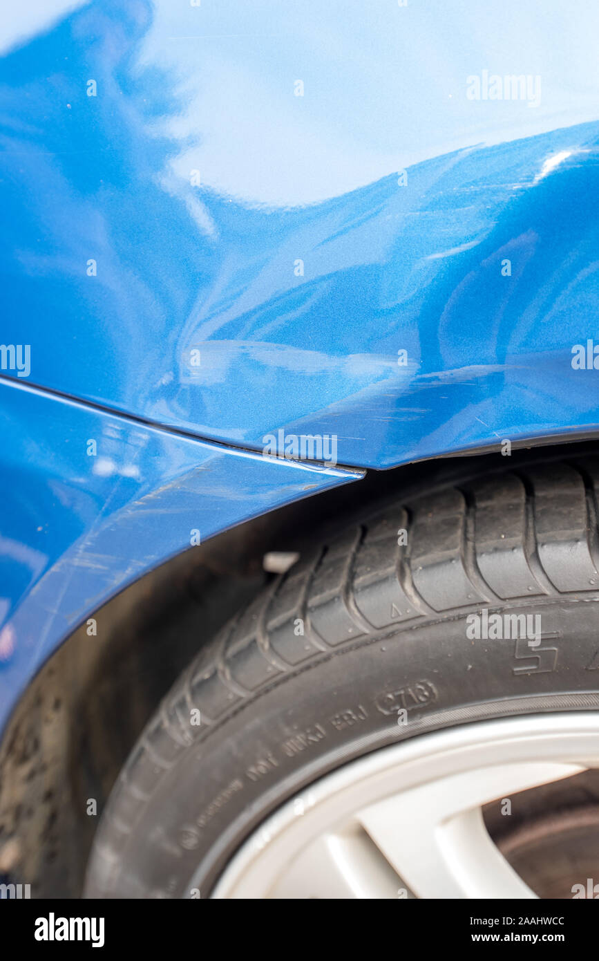 Road traffic Accident / Car Crash: Damage and close up details on ...