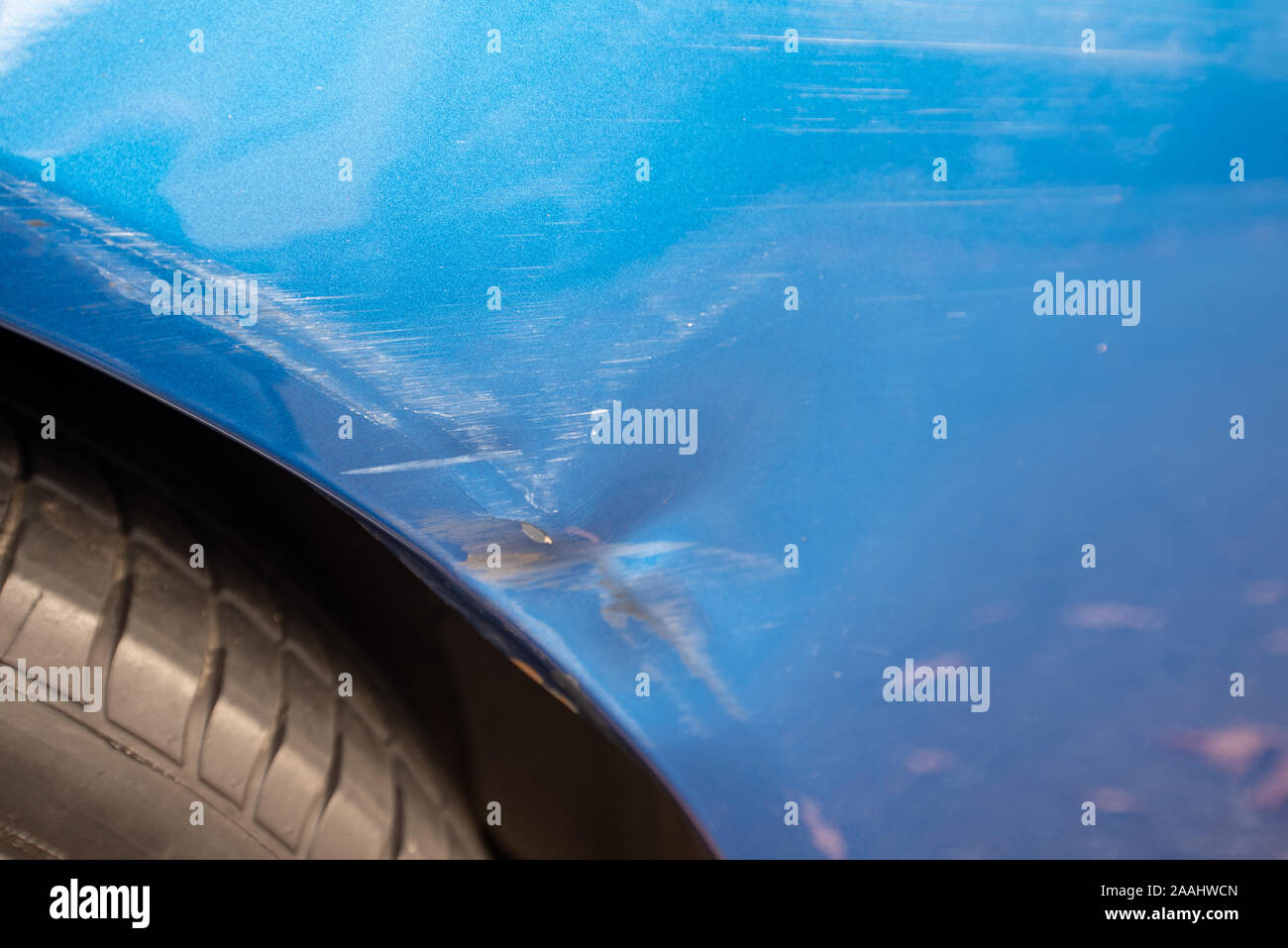 Road traffic Accident / Car Crash: Damage and close up details on ...