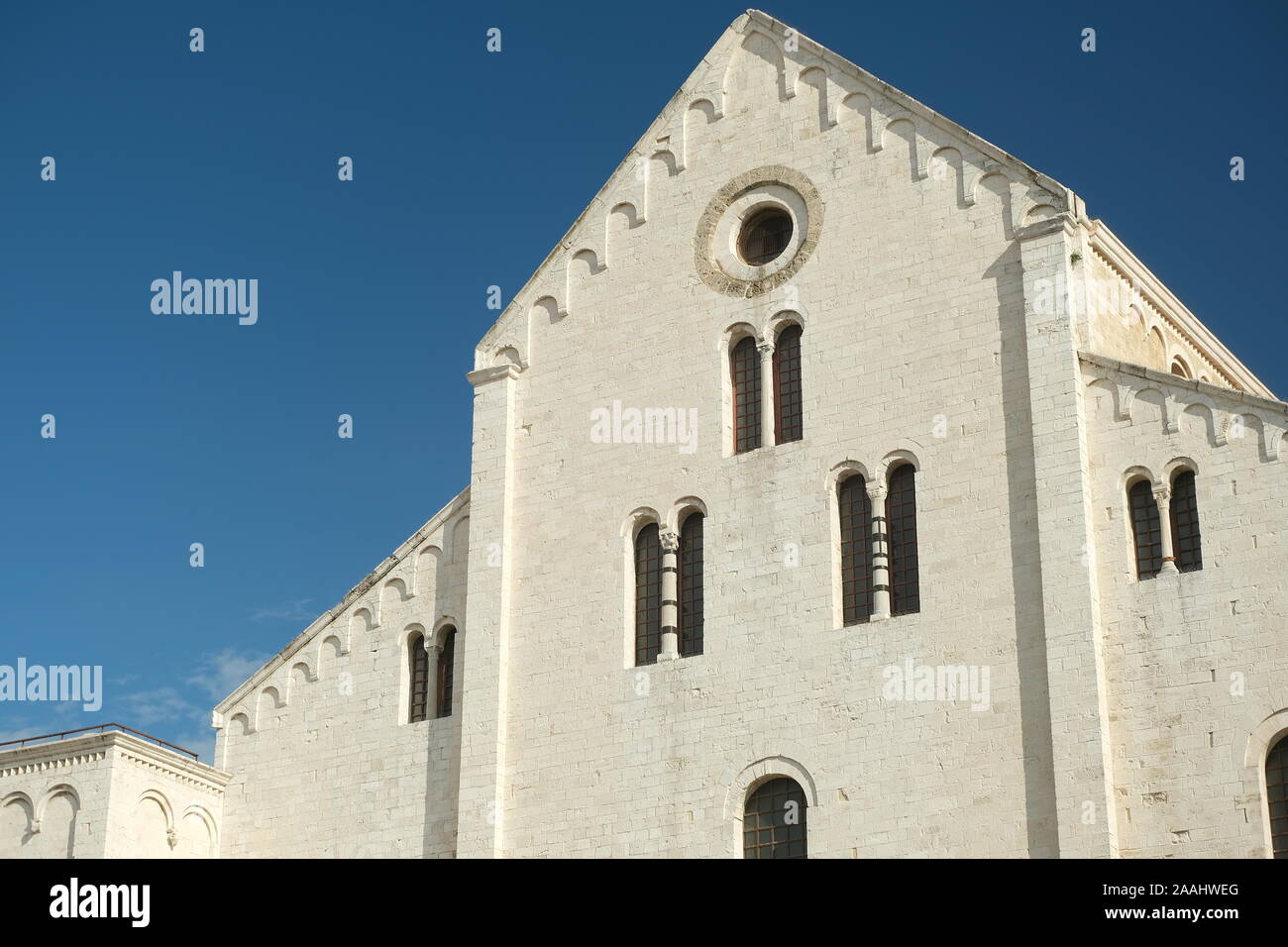 Façade of the church of San Nicola in Bari in limestone. Church with ...