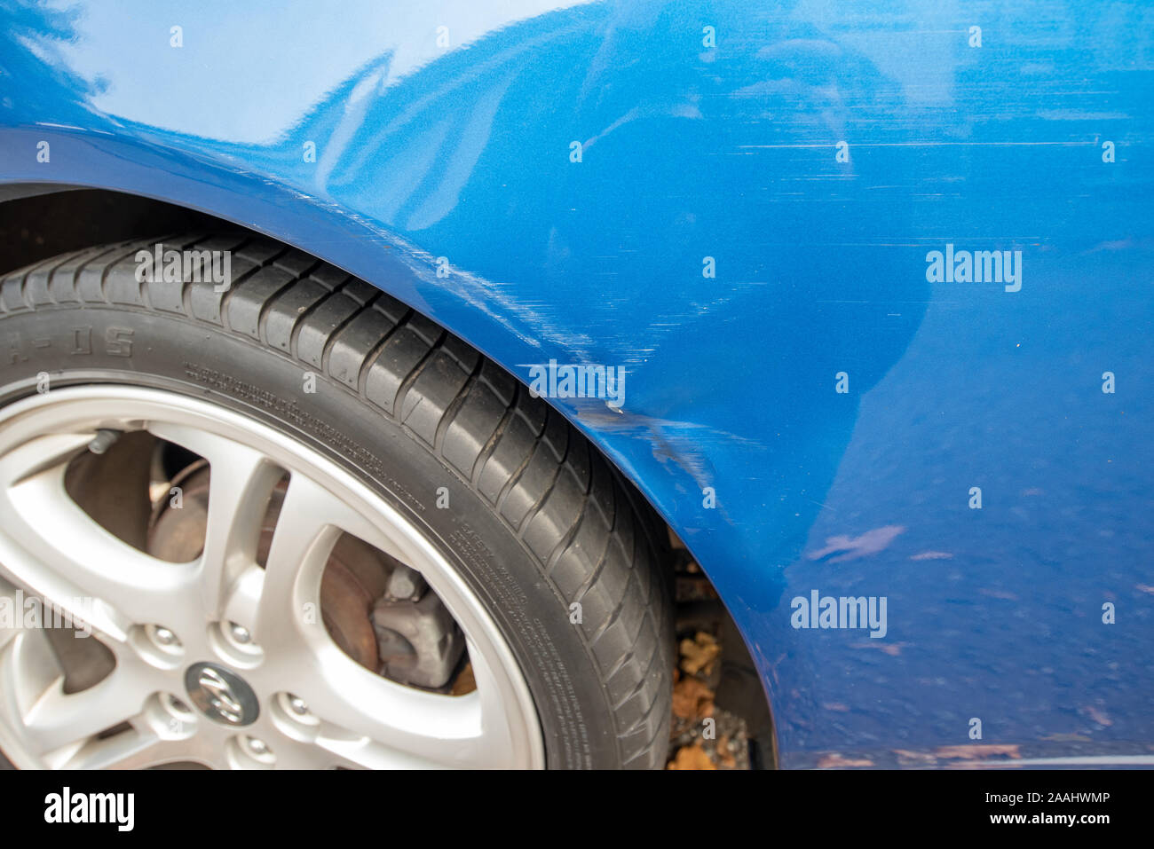 Road traffic Accident / Car Crash: Damage and close up details on ...