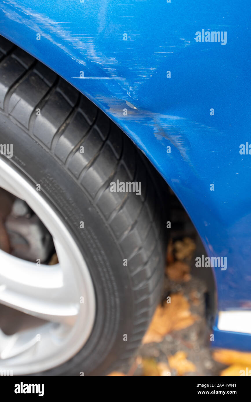 Road traffic Accident / Car Crash: Damage and close up details on ...