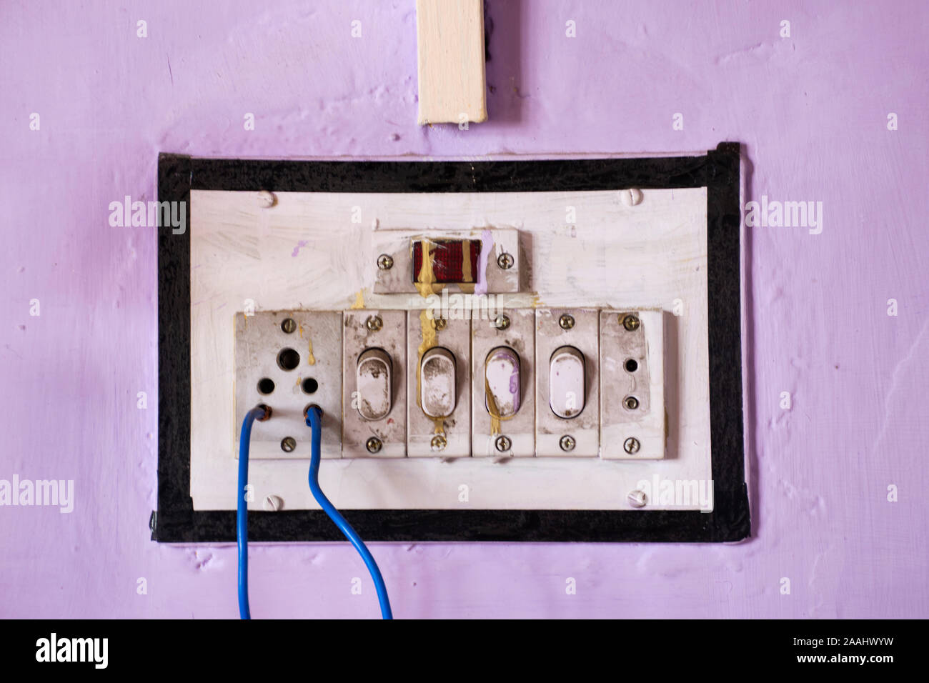 Old broken electrical panel in house of Nubra valley at Leh Ladakh in ...