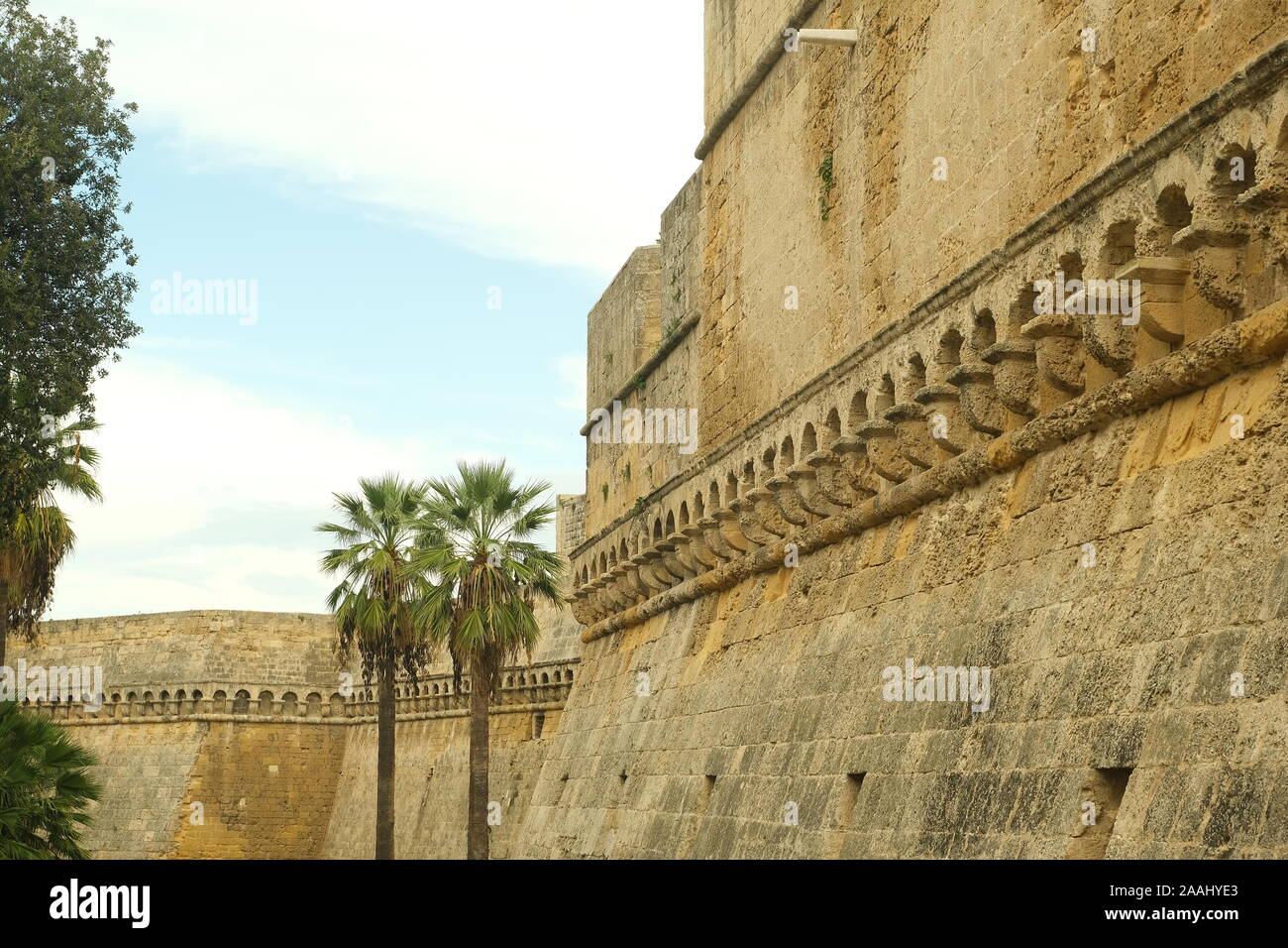 Bari, Puglia, Italy. Walls of the Norman Swabian castle of Bari. The ...